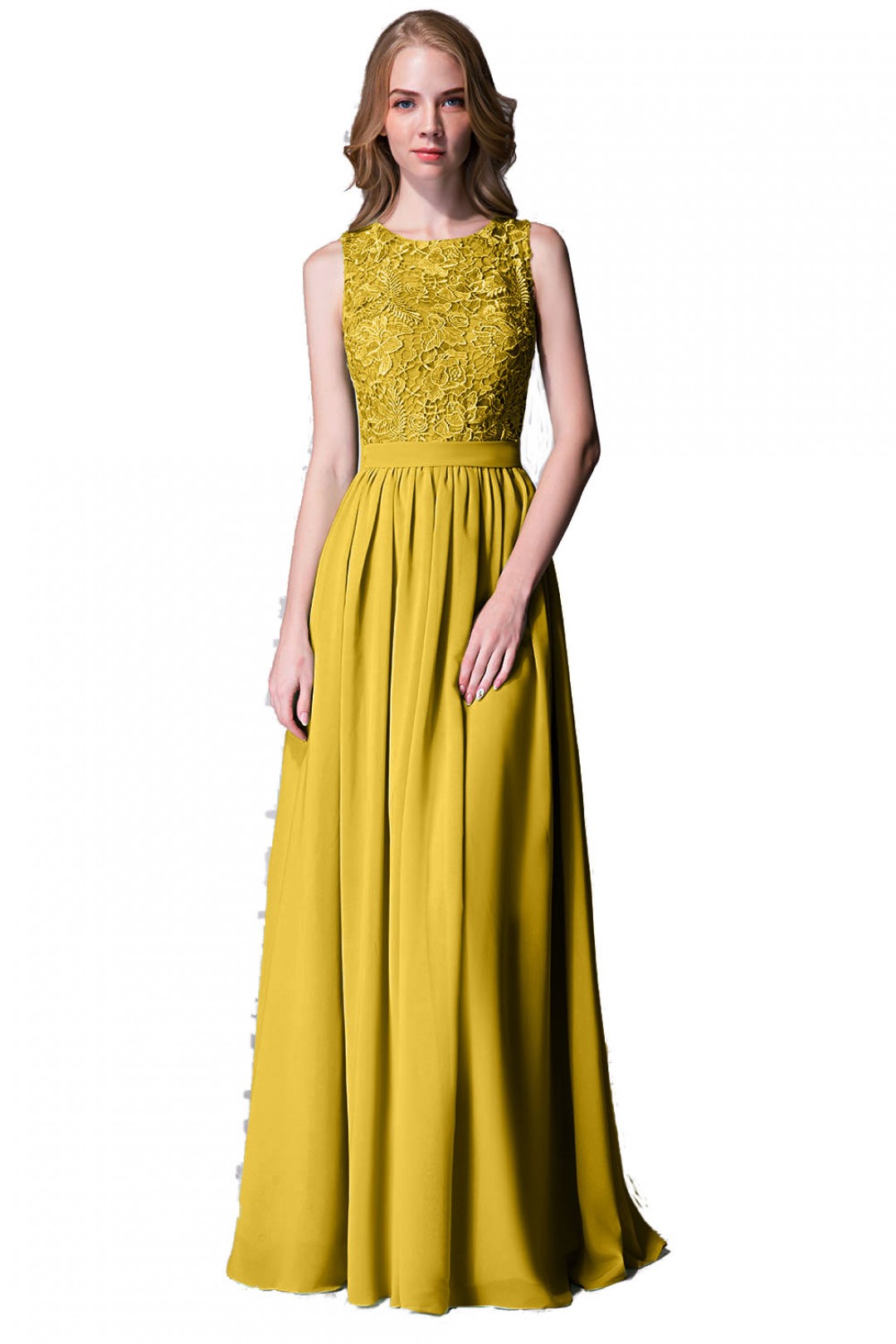 Lace Upper Bodice Illusion Scoop Neck Chiffon Bridesmaid Dress Sleeveless lace-upper-bodice-illusion-scoop-neck-chiffon-bridesmaid-dress-sleeveless